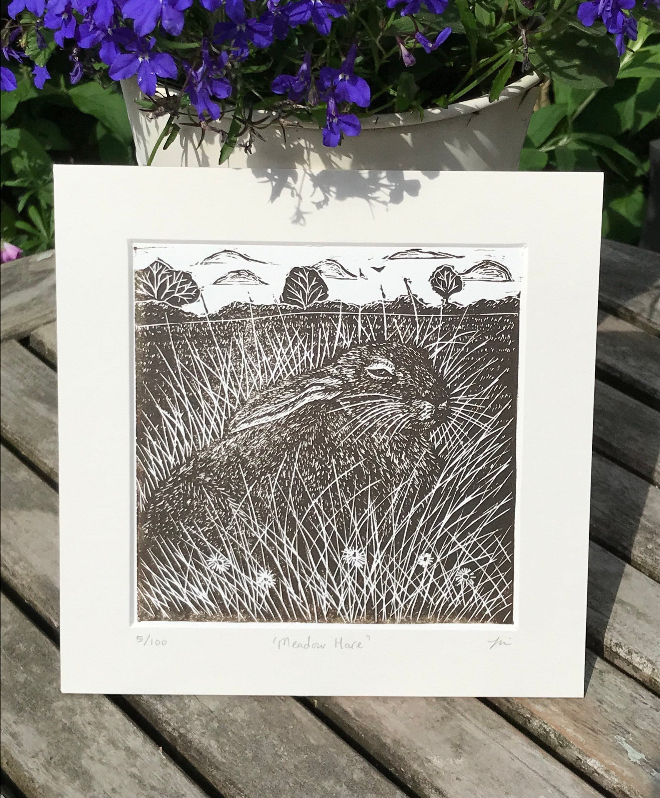 wheat lino print